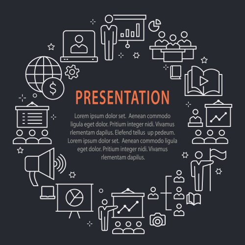 Presentation icon set Royalty Free Vector Image