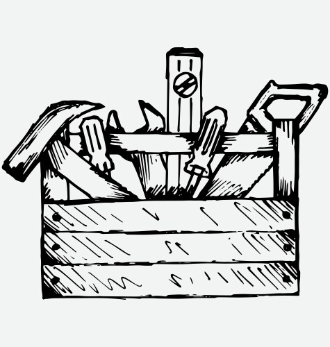 Toolbox with tools design elements Royalty Free Vector Image