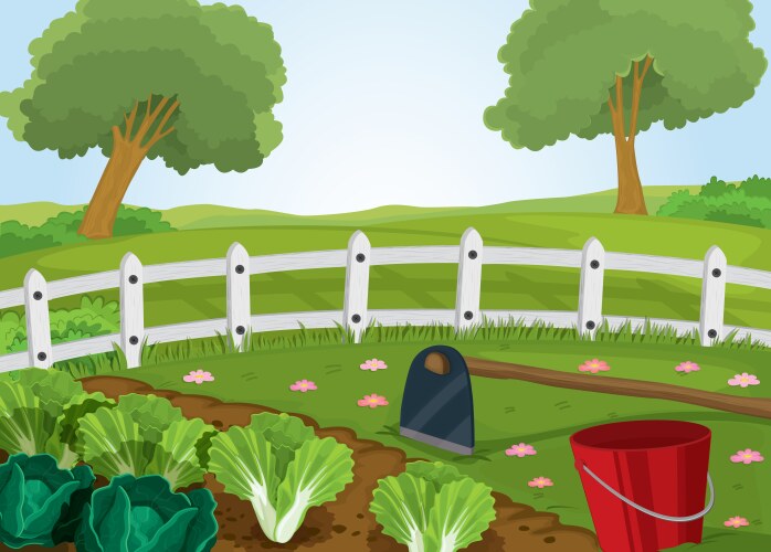 Garden with flowers Royalty Free Vector Image - VectorStock