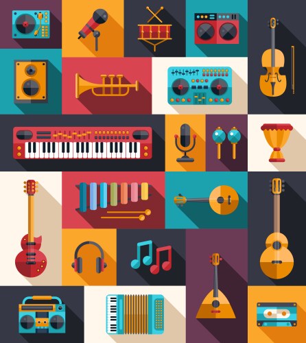 Set modern musical instruments percussion Vector Image