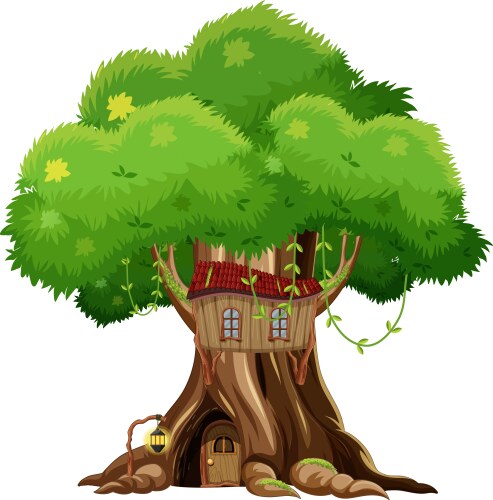 Isolated tree house on white background Royalty Free Vector