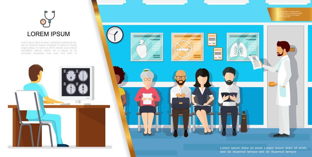 Patients and doctor in hospital Royalty Free Vector Image