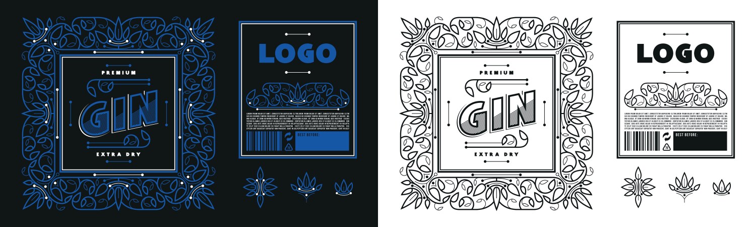 Template decorative label for gin Royalty Free Vector Image