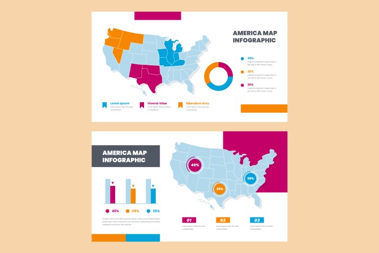 Creative gradient america map infographic Vector Image
