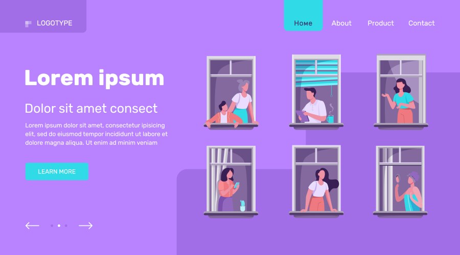 Windows with people opened window neighbors Vector Image