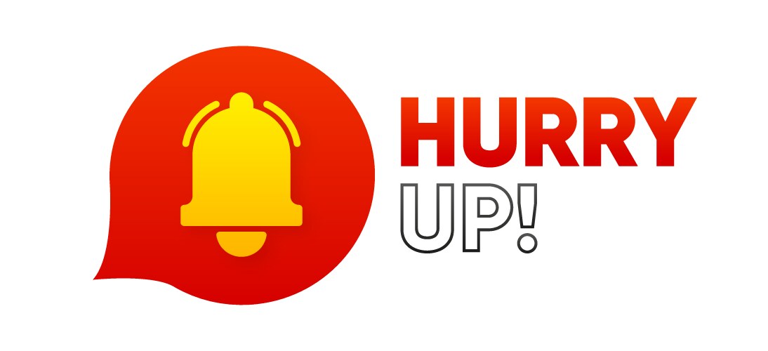 Hurry up label with clock limited offer Royalty Free Vector