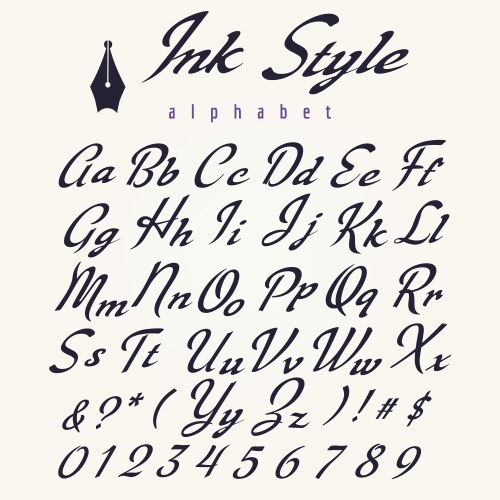 Script alphabet Royalty Free Vector Image - VectorStock