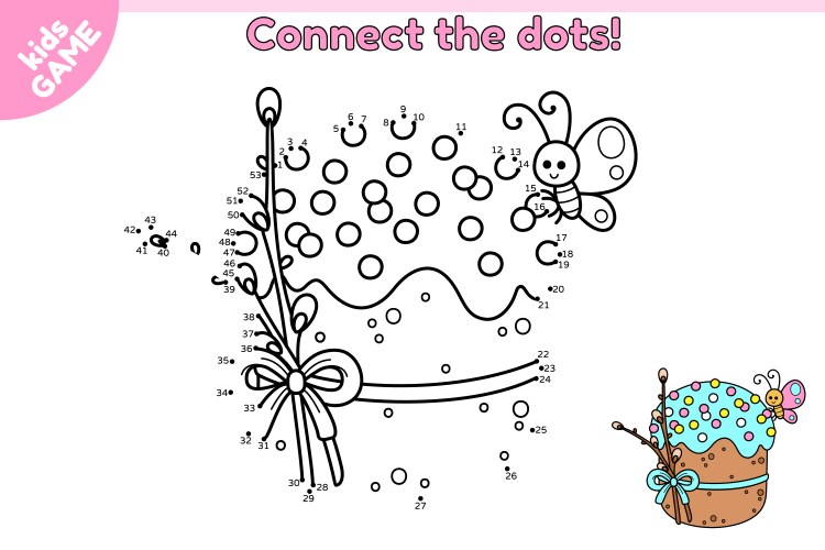 Kids game connect the dots and draw farm chicken Vector Image