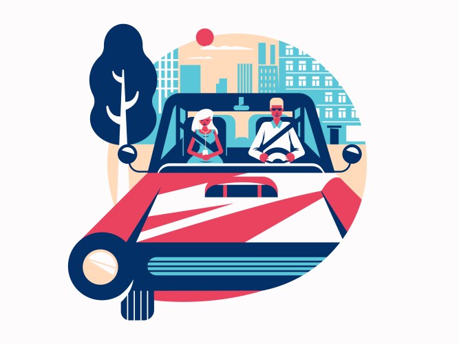 Friends in a car Royalty Free Vector Image - VectorStock