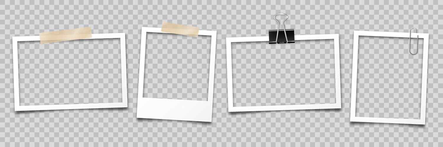 Realistic empty photo card frame film set retro Vector Image