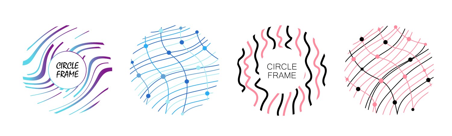 Set wave pattern and wavy circle Royalty Free Vector Image