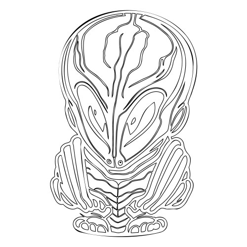 Alien outline sketch Royalty Free Vector Image