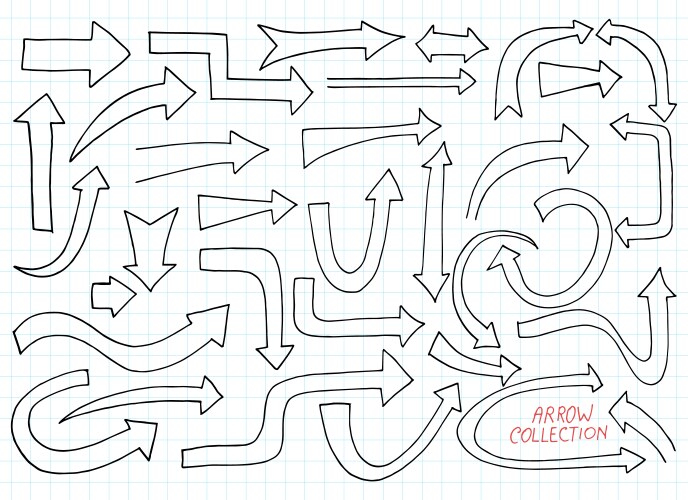 Hand drawn arrow set design isolated on white Vector Image