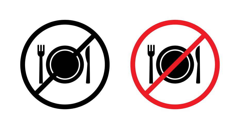 No eating sign icon set no food consumption Vector Image