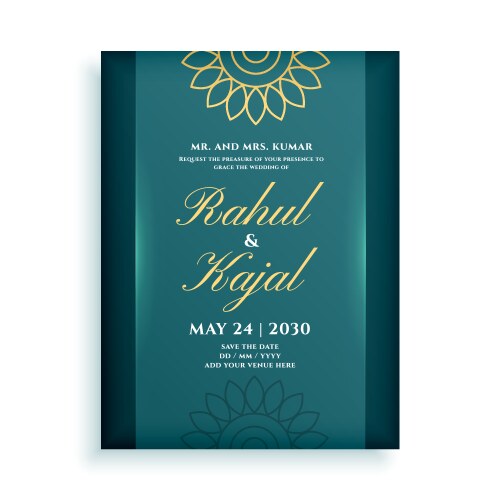 Traditional indian wedding card template Vector Image