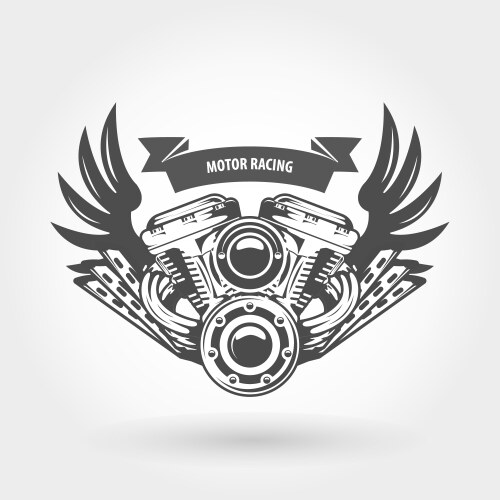 Monochrome engine of motorcycle Royalty Free Vector Image