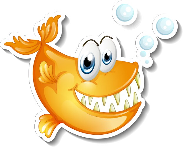Cute cartoon golden fish isolated on white Vector Image