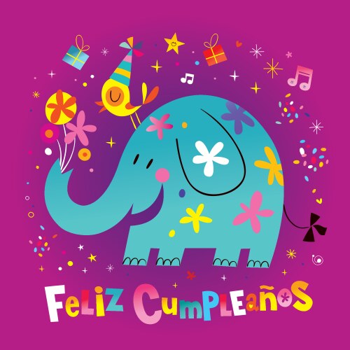 Feliz cumpleanos - happy birthday in spanish text Vector Image