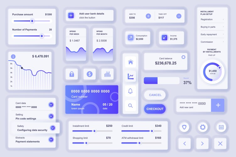 User interface elements set for delivery mobile Vector Image