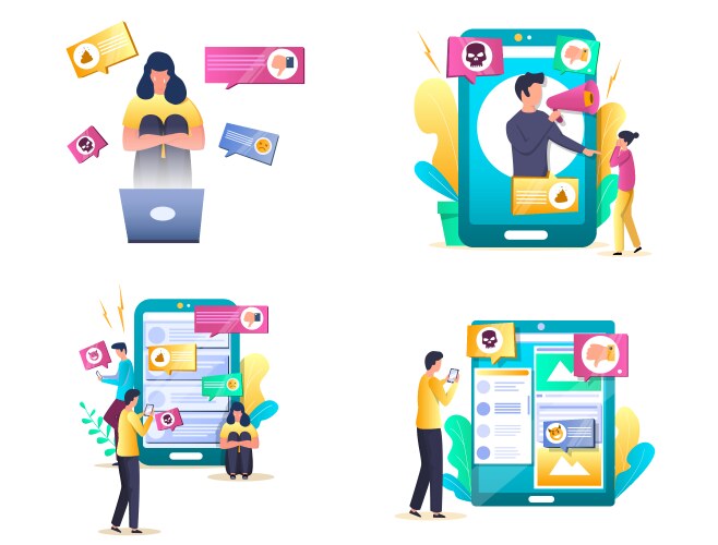 Internet trolling on social media Royalty Free Vector Image