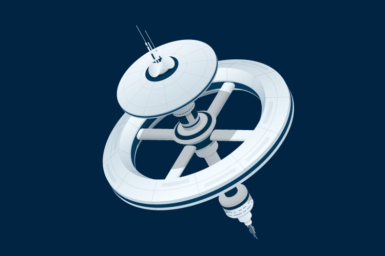 Isometric Space Station Orbiting Earth Royalty Free Vector