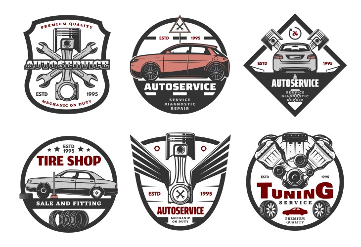 Car service or repair station logo garage signs Vector Image