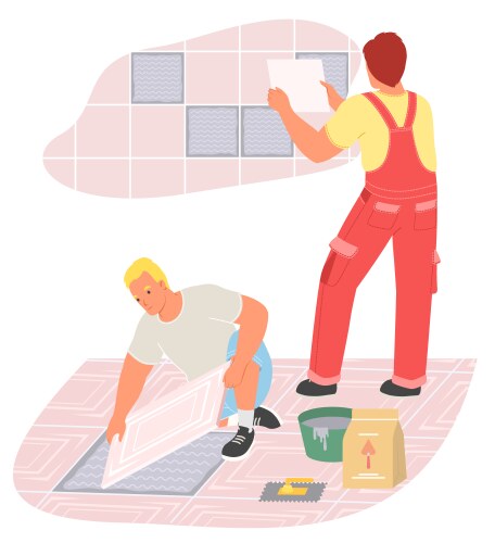 Wall tiling house repair worker concept hand Vector Image