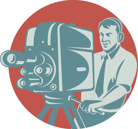 Vintage movie television film camera director Vector Image
