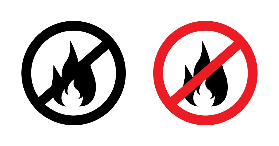 No fire sign icon set flame and burn ban symbol Vector Image