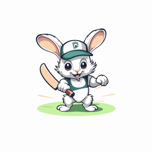 Rabbit baseball mascot isolated on white Vector Image