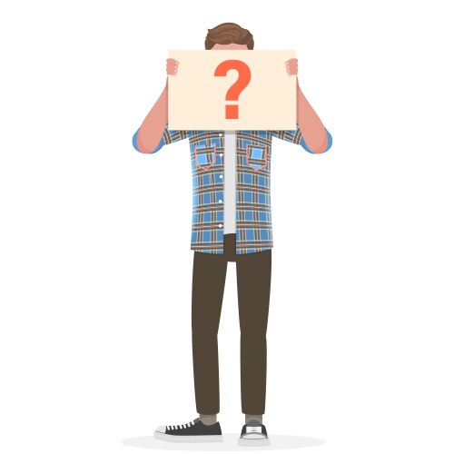 Man is thinking question mark Royalty Free Vector Image