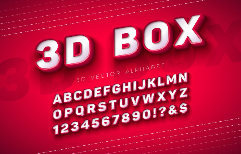 3d alphabet font set with golden frame Royalty Free Vector