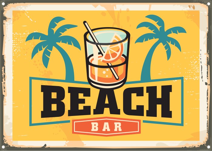 Retro Beach Bar Sign Set Royalty Free Vector Image
