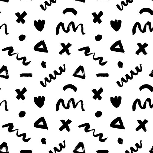 Retro memphis pattern - seamless background black Vector Image