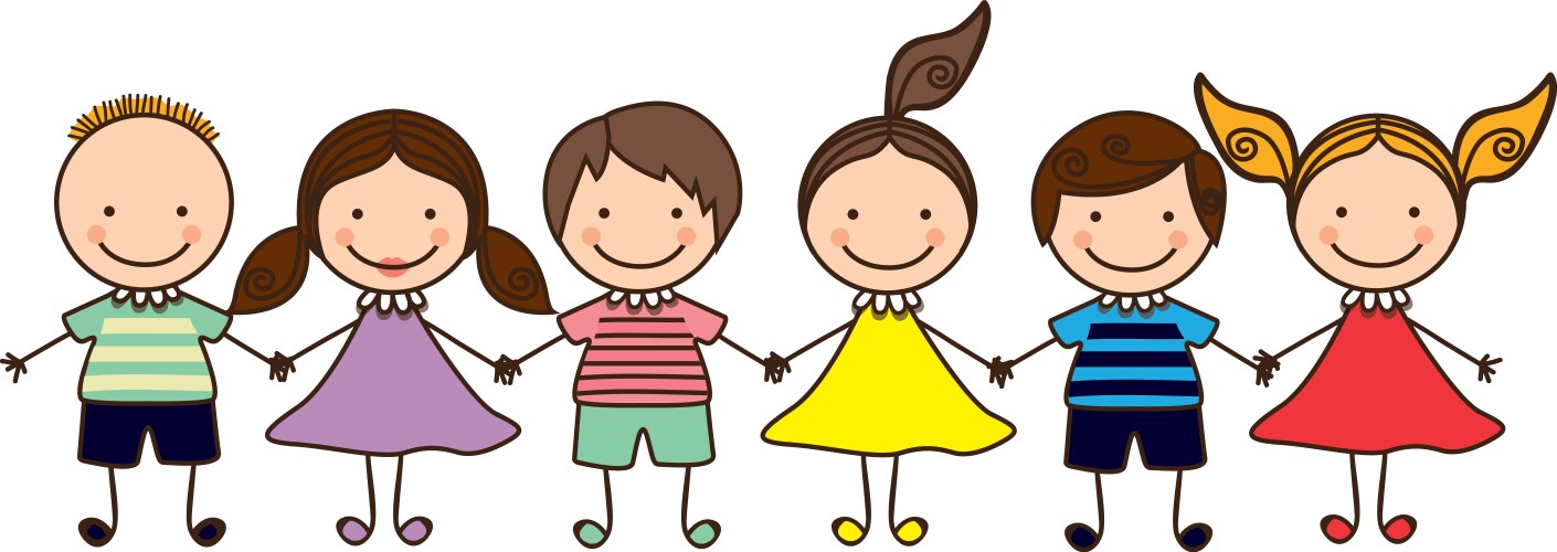 Colorful border with half body group cartoon Vector Image