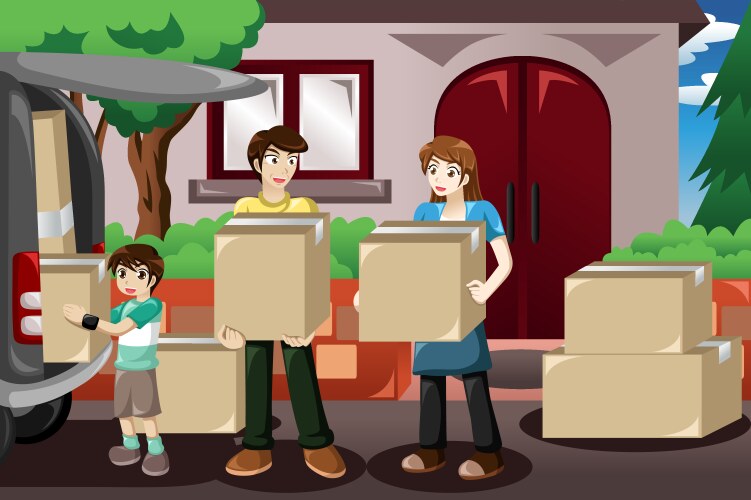Family moving to new home cartoon concept Vector Image