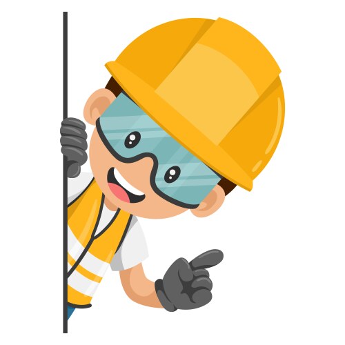 Industrial Mechanical Worker Peeking Out From Vector Image