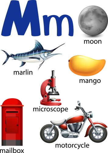 A letter m for moon Royalty Free Vector Image - VectorStock