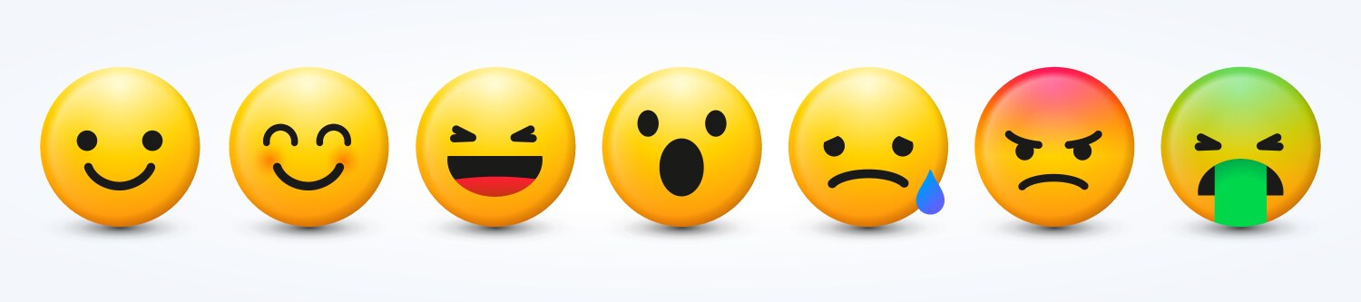 Cute flat style emoji emoticon icon set Royalty Free Vector
