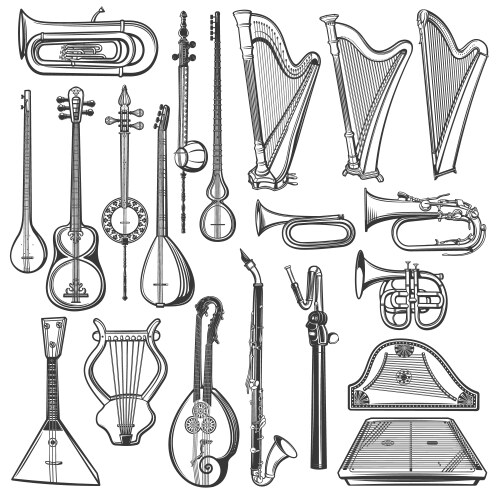 Musical instruments pattern background Royalty Free Vector