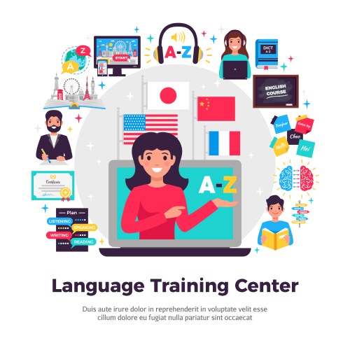 Language training teacher composition Royalty Free Vector