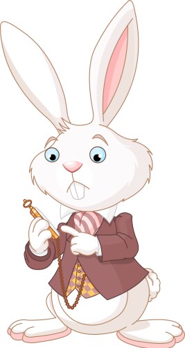 White rabbit with pocket watch Royalty Free Vector Image