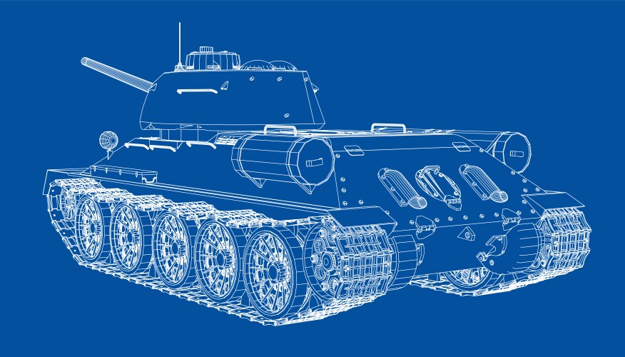 Blueprint of realistic tank Royalty Free Vector Image