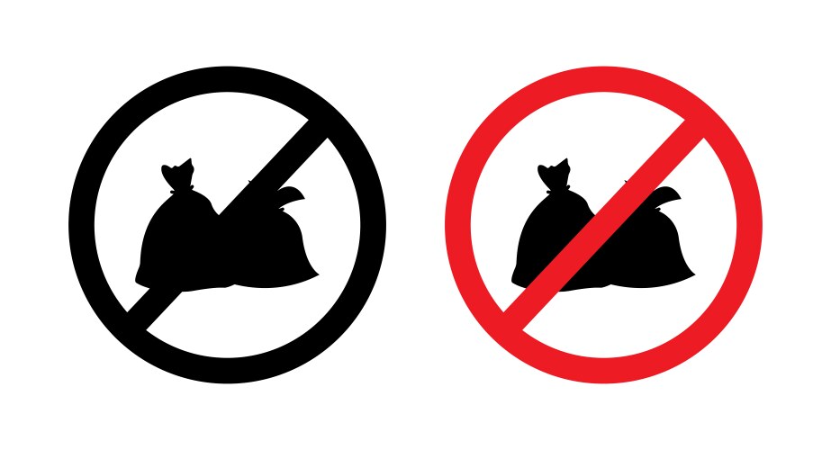 No garbage sign icon set trash litter forbidden Vector Image