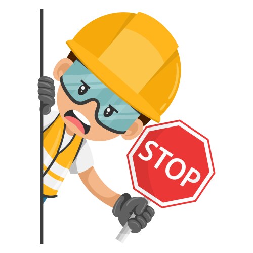 Annoyed Worker with Stop Sign – Royalty-Free Vector | VectorStock
