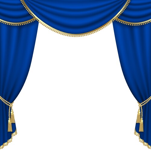 Light blue curtain with gold tassels Royalty Free Vector
