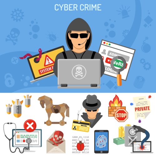 Cyber crime infographics Royalty Free Vector Image