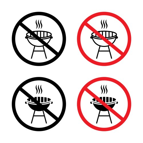 No grill sign icon set bbq cooking forbidden Vector Image