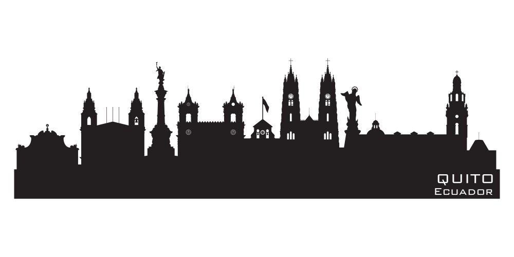 Quito skyline ecuador hand drawn sketch Royalty Free Vector