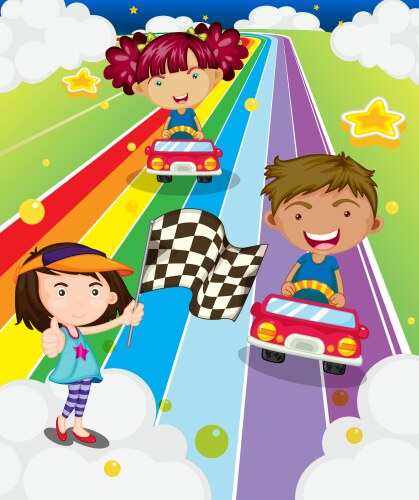 Cartoon car racing sport professional competition Vector Image